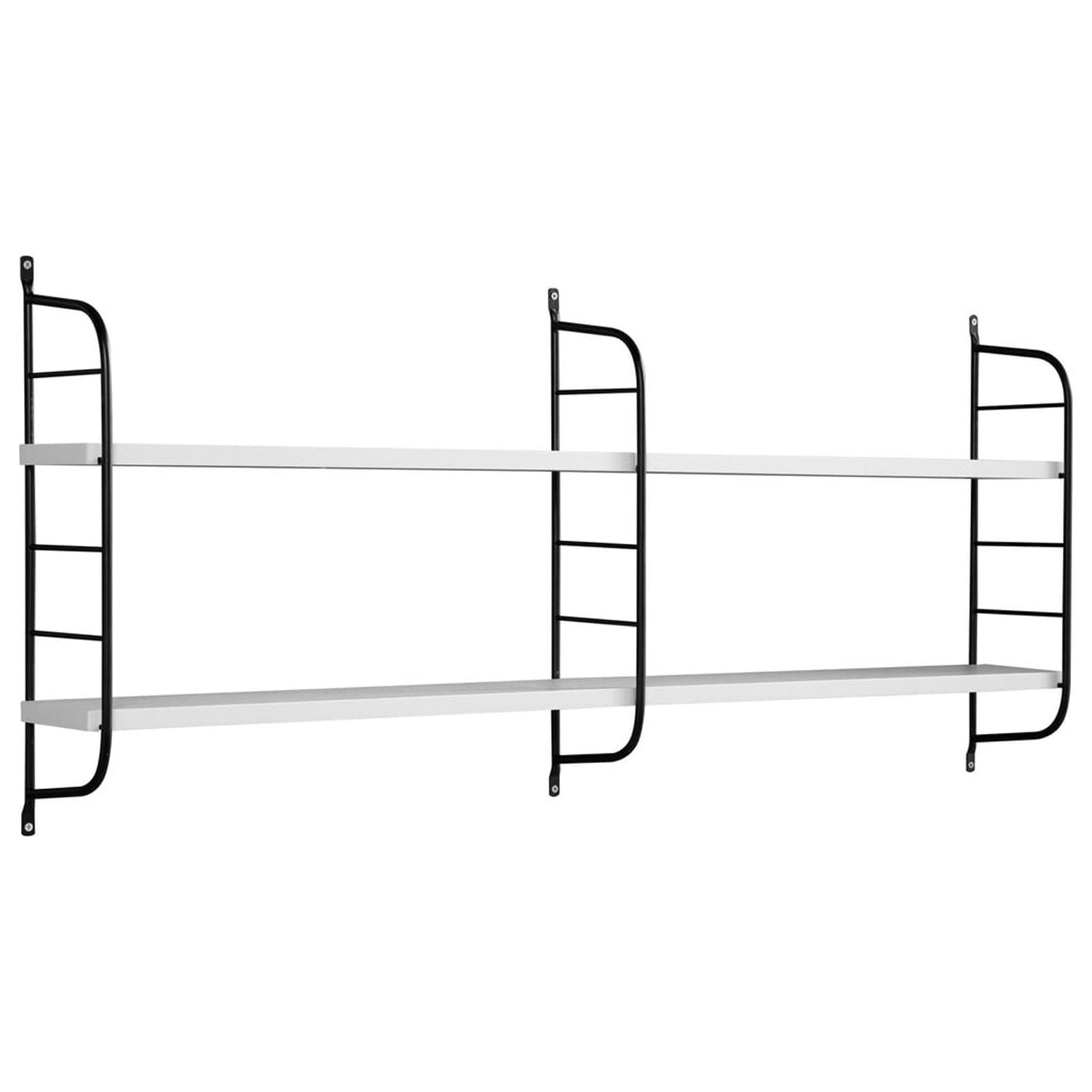 Cox 47 Inch Two Tier Wall Mounted Metal Shelf, 5 Adjustable Heights ...