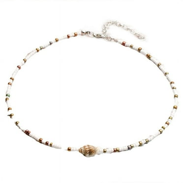 Fablinks Puka Shell Necklace Choker, 16" Adjustable Unisex Beaded ...