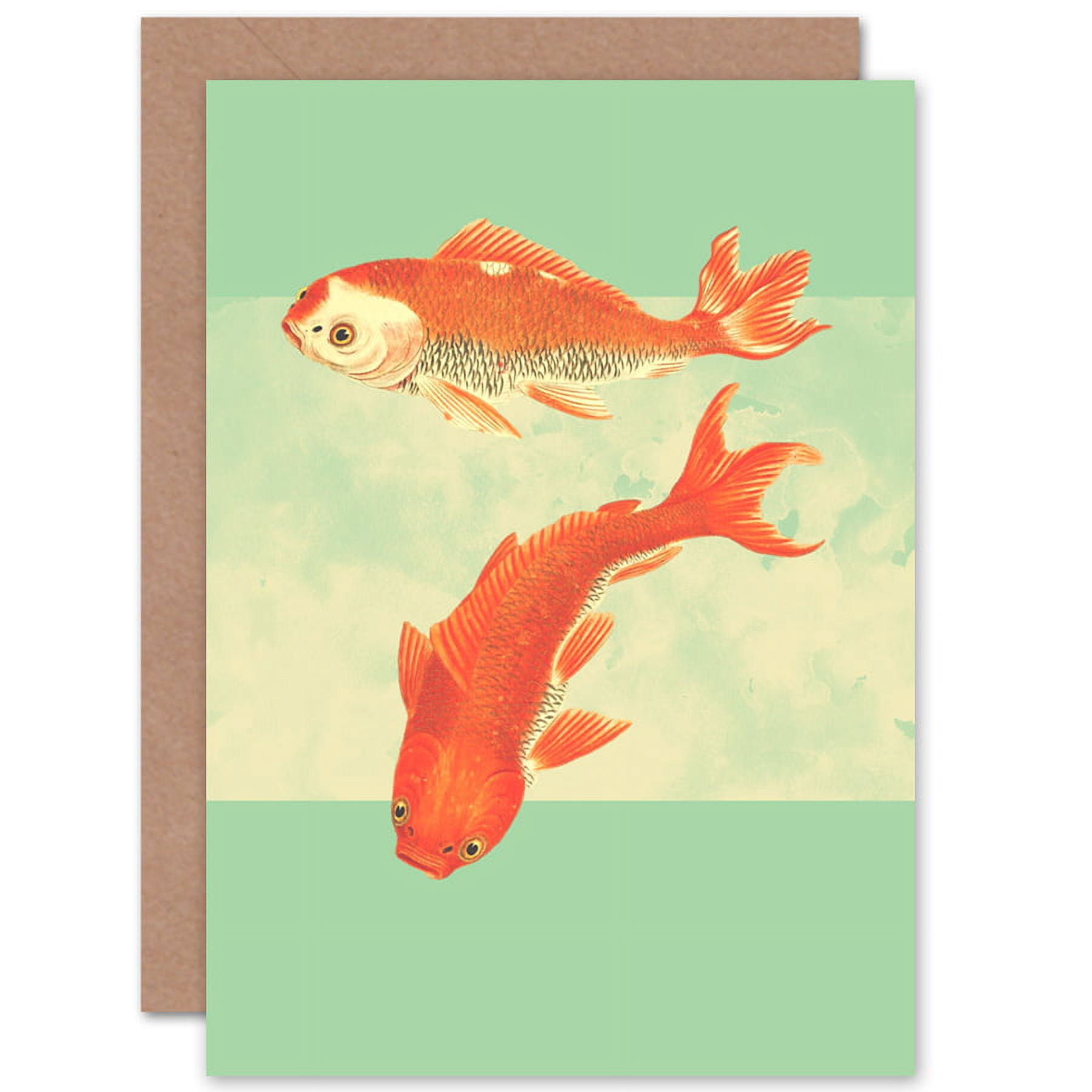 Coy Carp Watercolour Flow Greetings Card Plus Envelope Blank inside ...