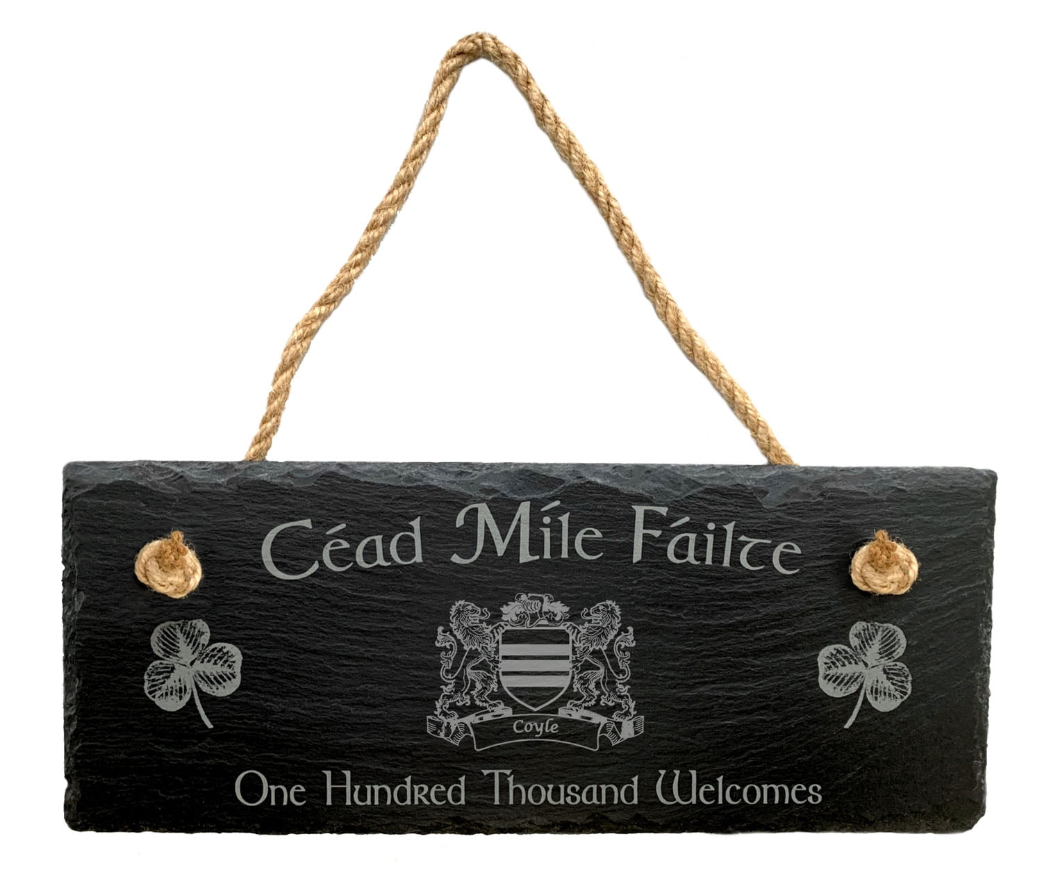 Coyle Irish Coat of Arms Slate Plaque Blessing - Céad Míle Fáilte ...