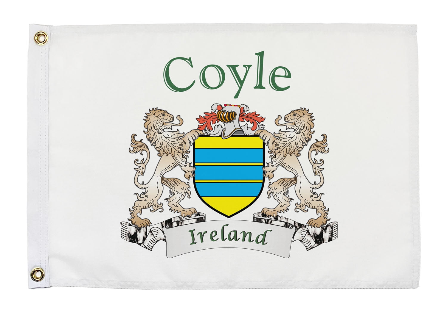 Coyle Irish Coat of Arms Small White Flag - 16"x10.5" inches - Walmart.com