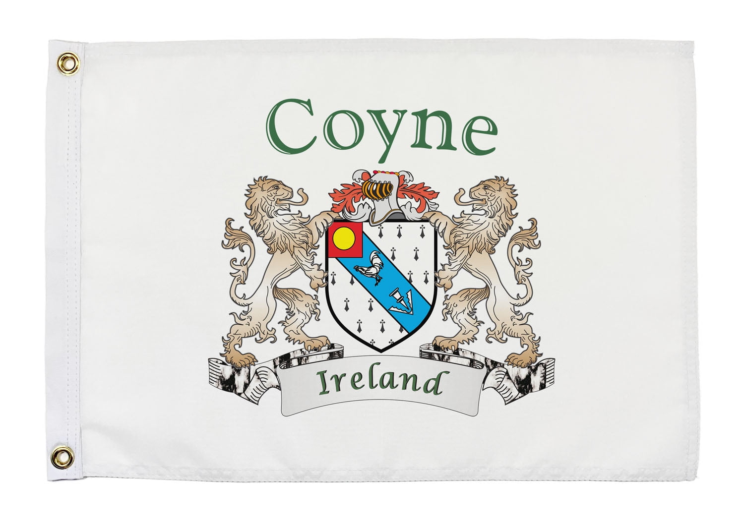 Coyne Irish Coat of Arms Small White Flag - 16"x10.5" inches - Walmart.com