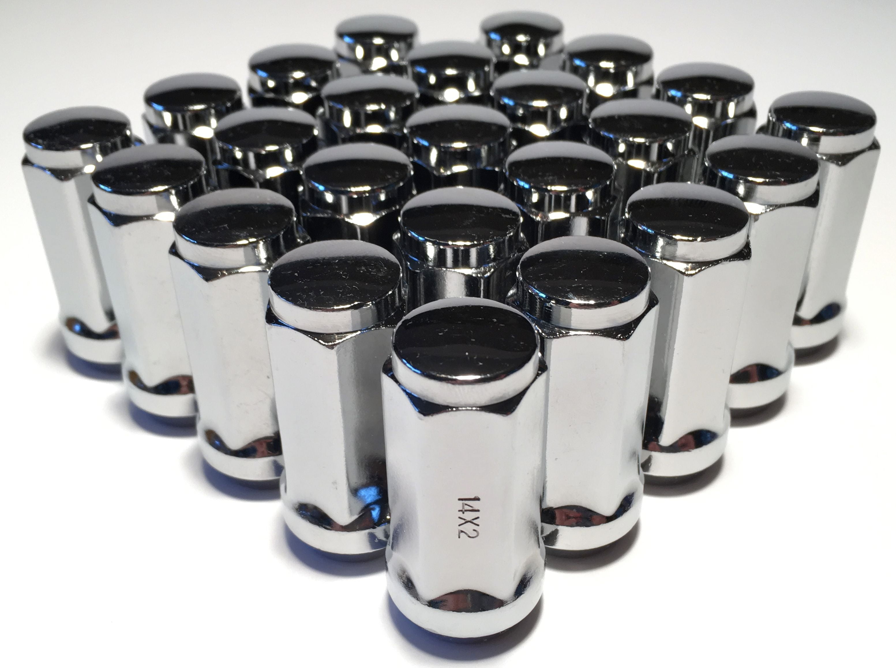 Coyote 24 Chrome 14x2 Lug Nuts 1.9" Long Bulge Acorn with 3/4" Hex Ford ...
