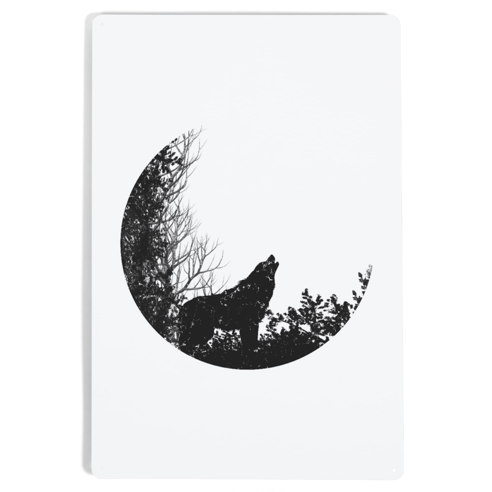 Coyote Howling, Moon Silhouette (12x18 Aluminum Art, Indoor Outdoor ...