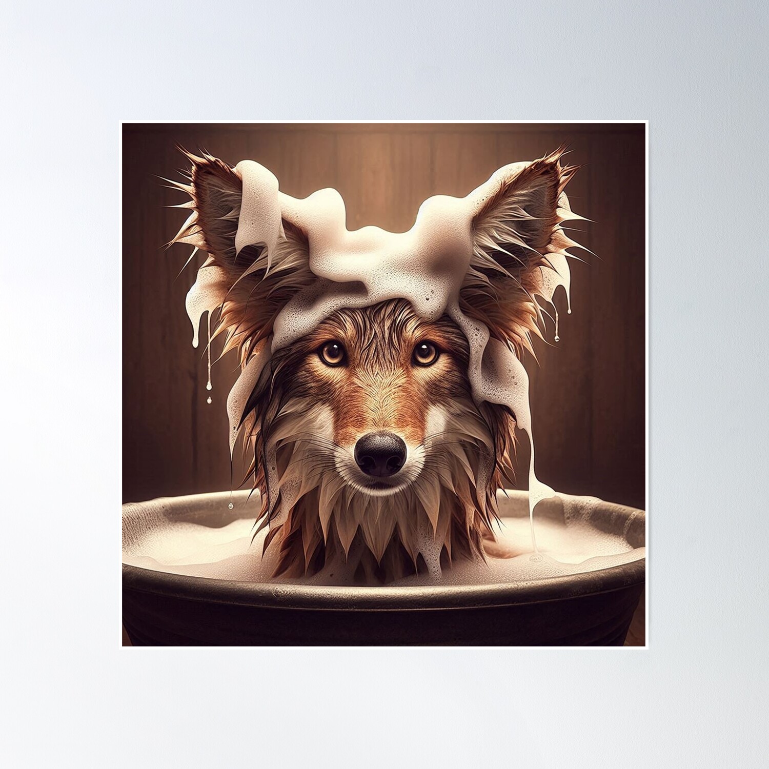 Coyote In The Bath Poster Wall Art, Modern Wall Decor, 30x30 UNFRAMED ...