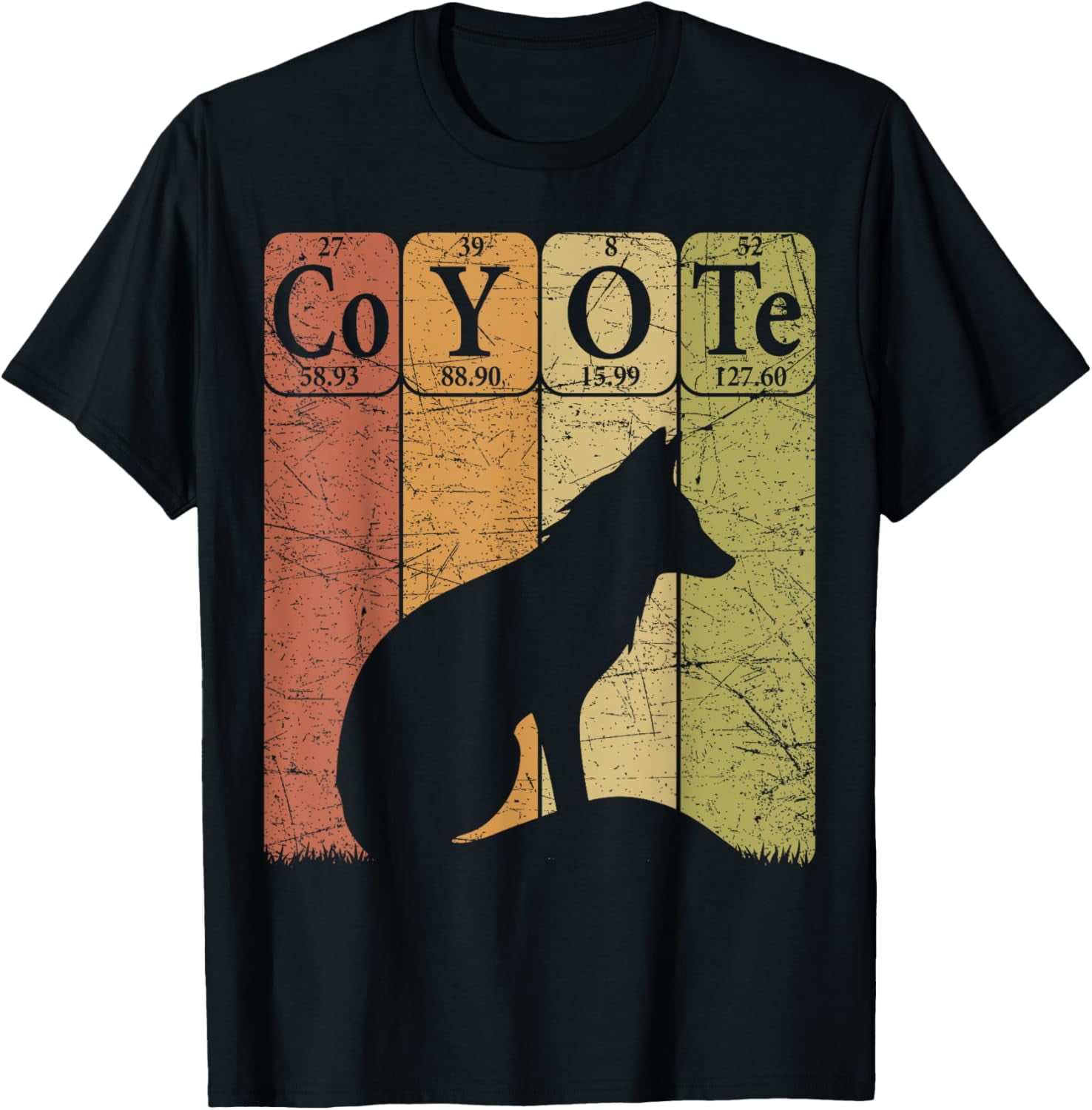 Coyote Periodic Table Elements Wild Animal Coyote Vintage T-Shirt ...