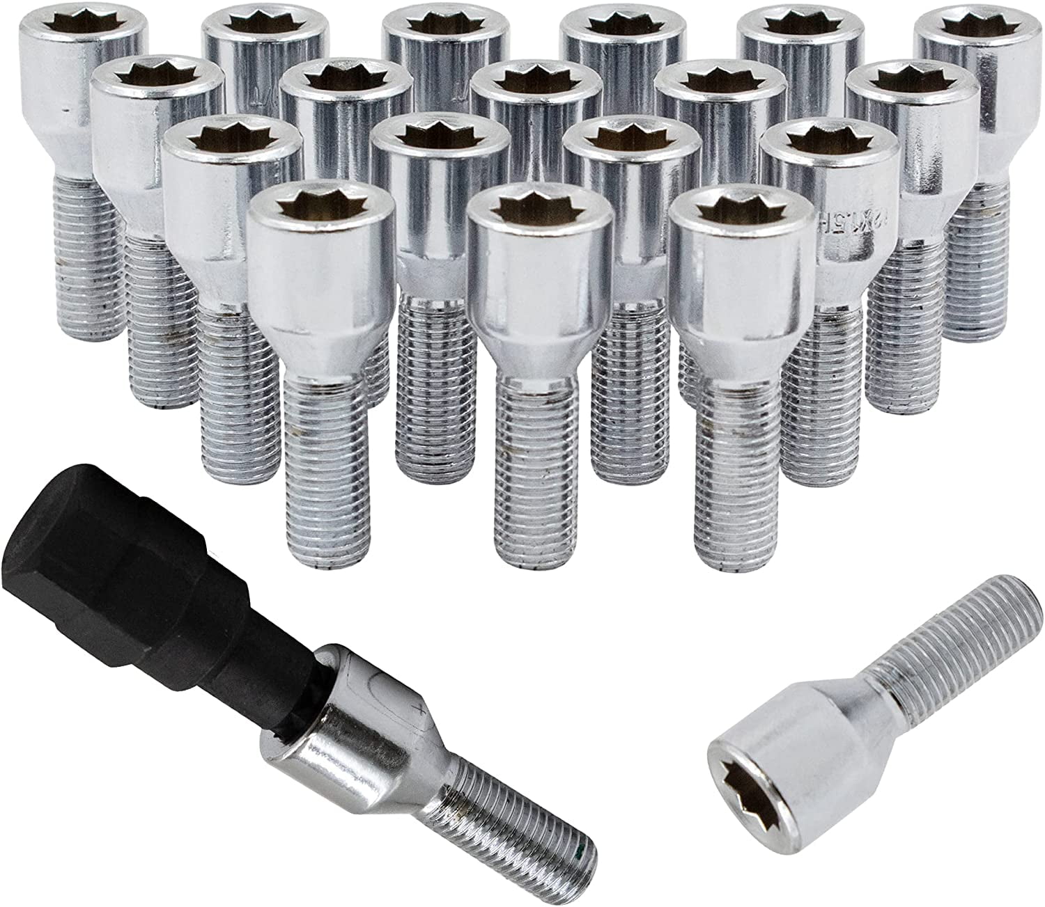 Wheel Accessories Parts Set Of 20 Chrome M14x1 5 Socket Tuner Lug Bolts