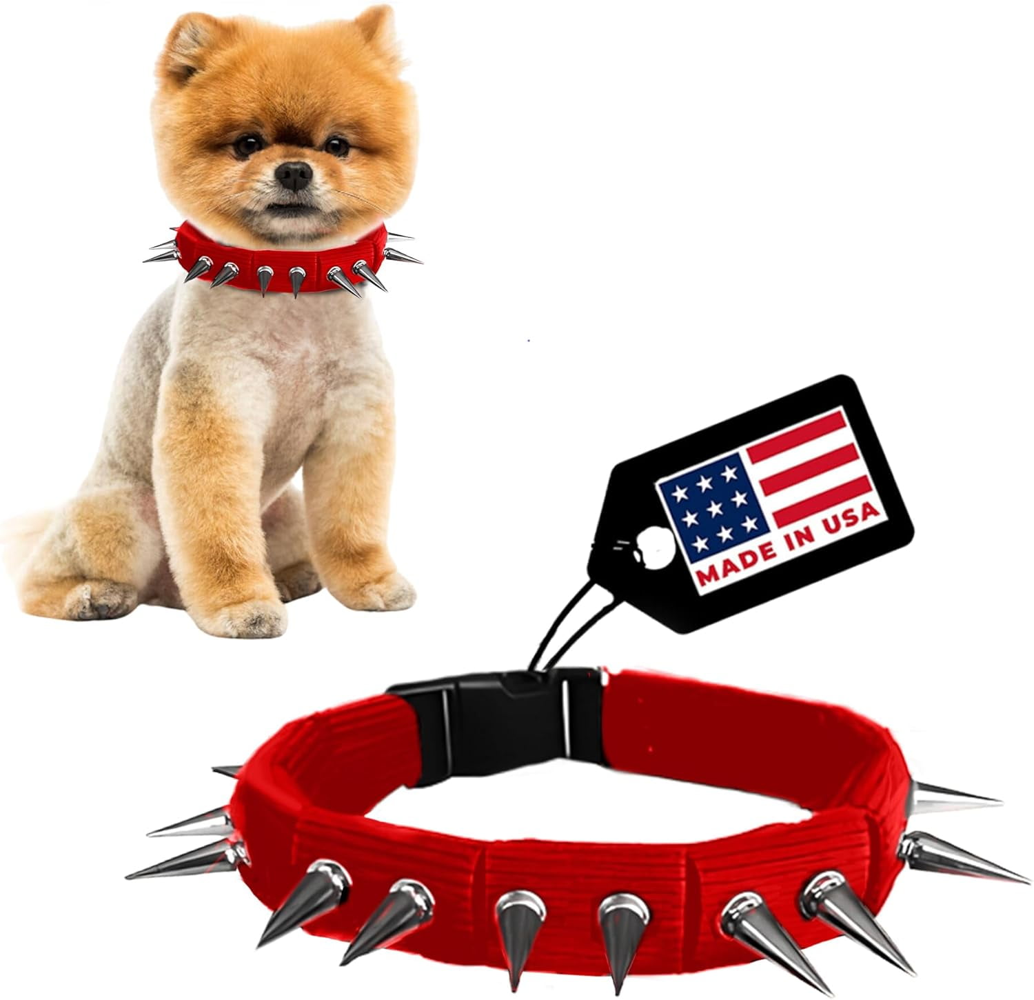 CoyoteCollar Spiked Dog Collar - Red Medium Spike Collar for Dogs ...