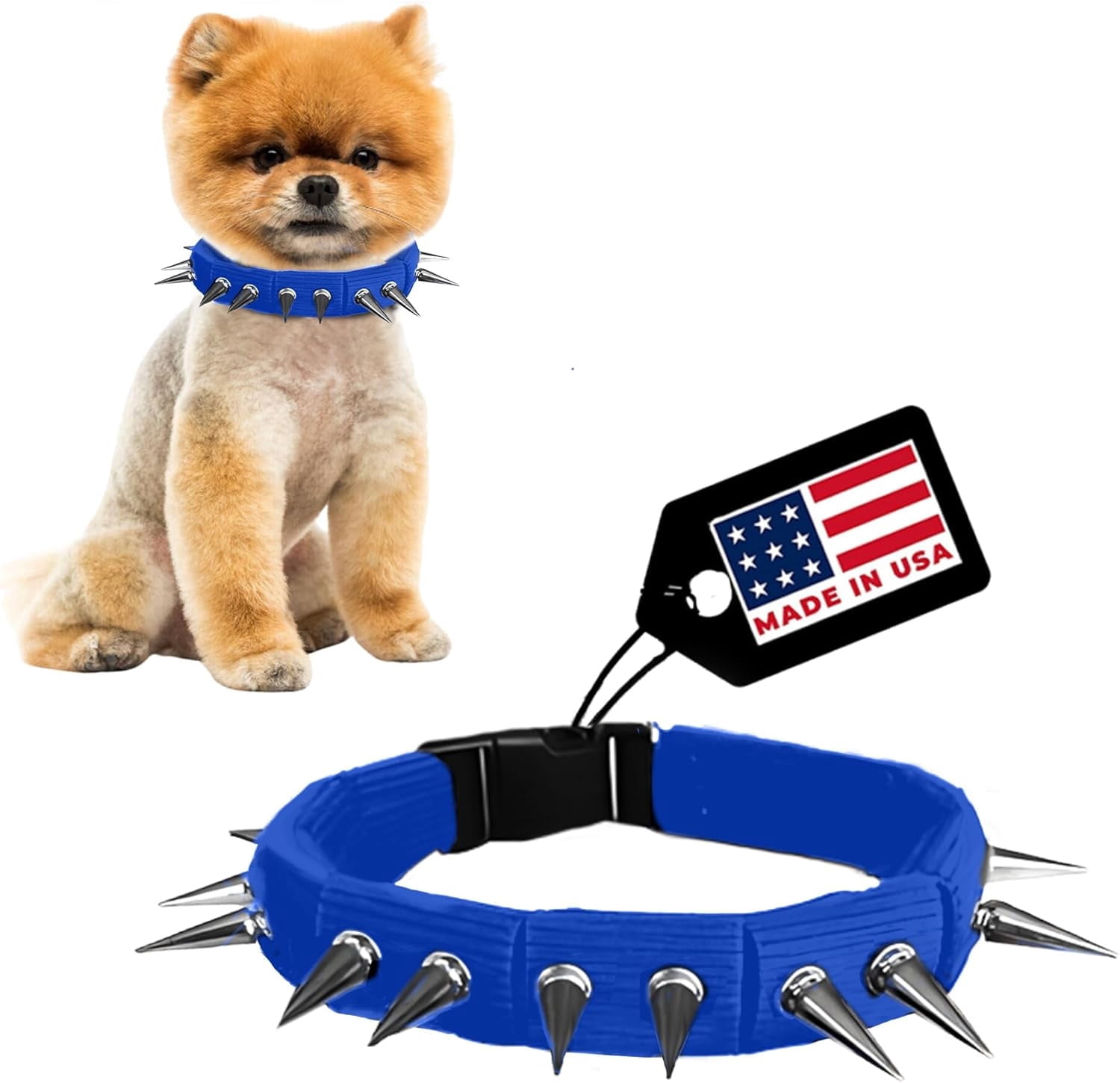 Coyote Collar Medium Spike Collar - Blue Studded for Dogs, Adjustable ...