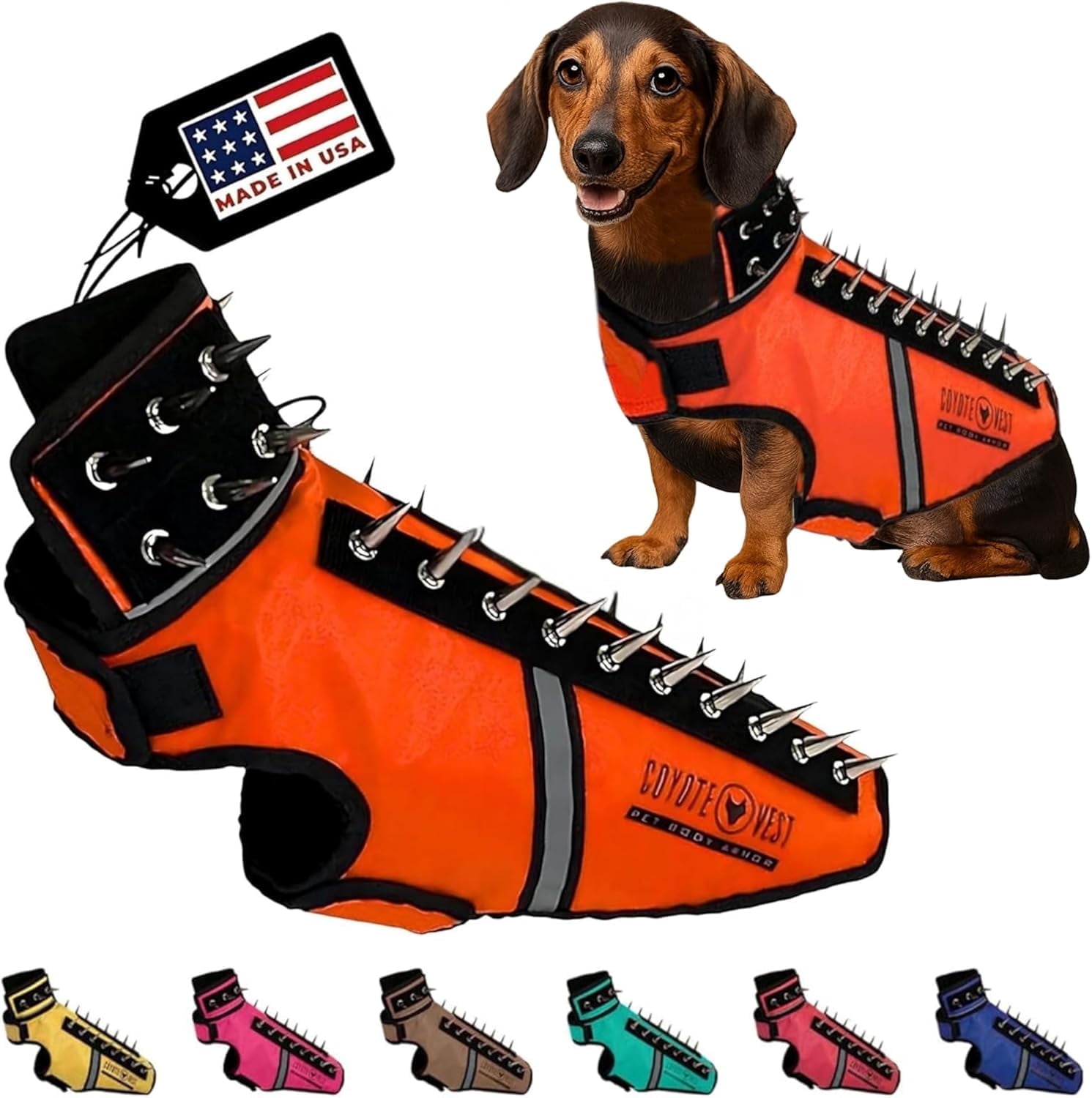 CoyoteVest SpikeVest (S - Fluorescent Orange) Dog Harness Vest ...