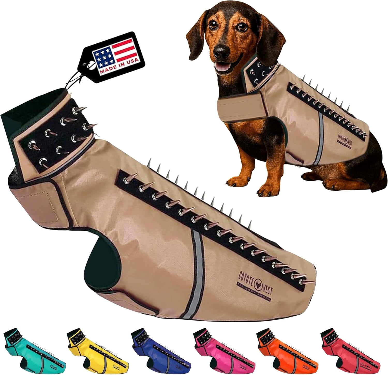 CoyoteVest SpikeVest (L - Texas Tan) Dog Harness Vest for Small Dogs ...