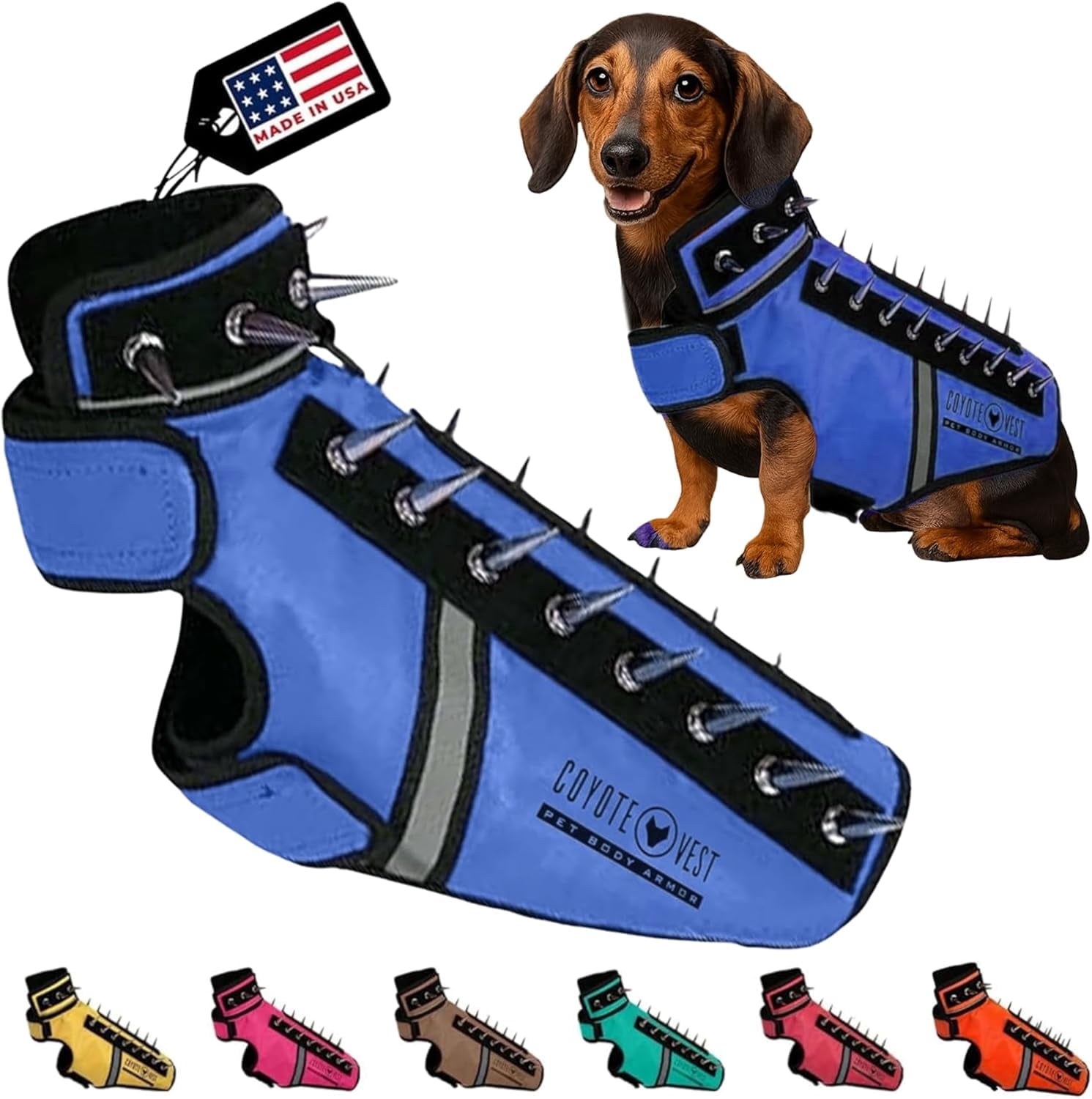 CoyoteVest SpikeVest (XS-Royal Blue) Dog Harness Vest for Small Dogs ...
