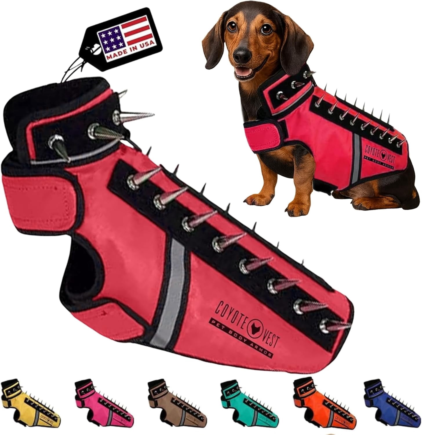 CoyoteVest SpikeVest (XS - Red) Dog Harness Vest for Small Dogs ...