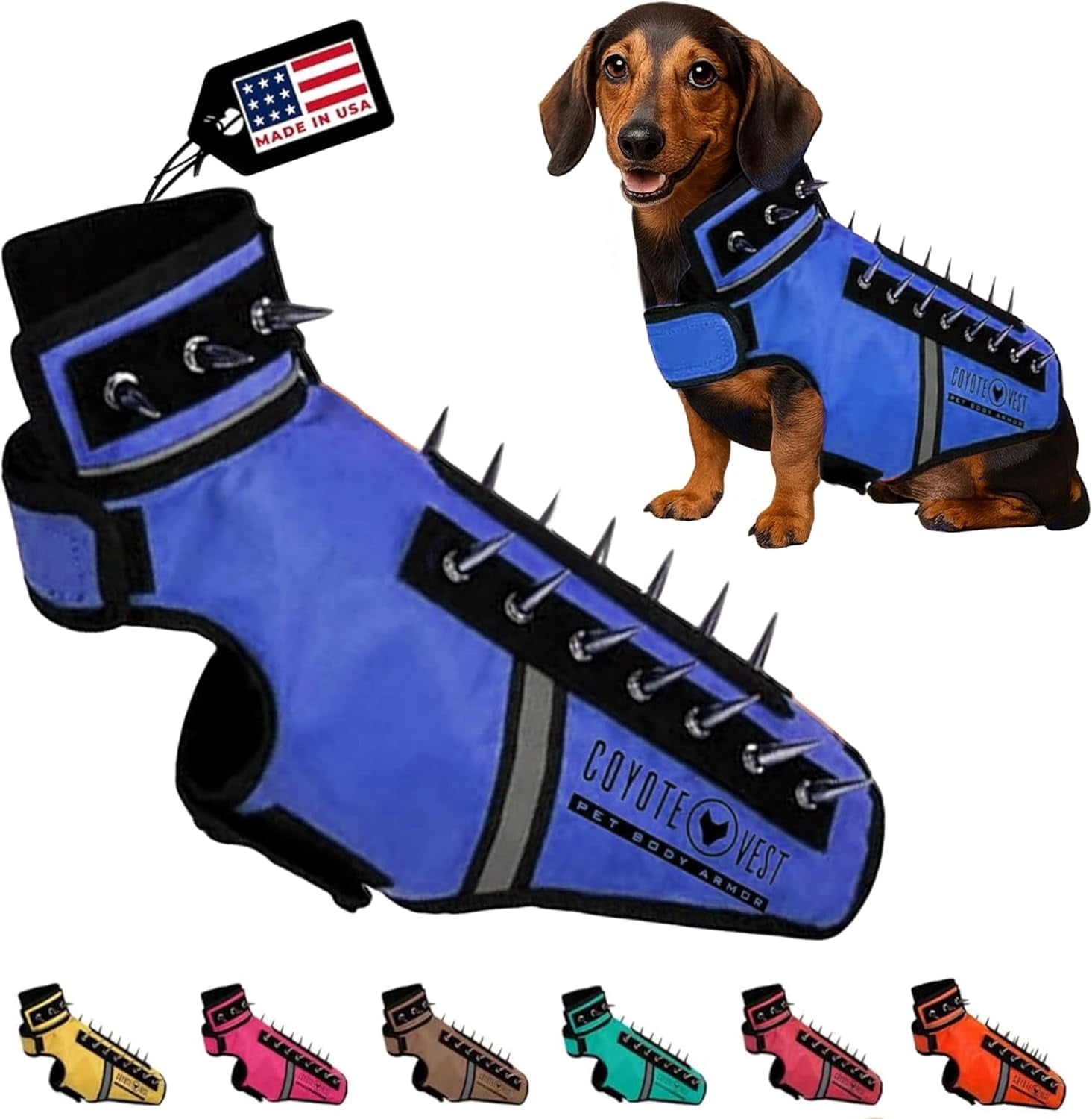 CoyoteVest SpikeVest (XXS-Royal Blue) Dog Harness Vest for Small Dogs ...