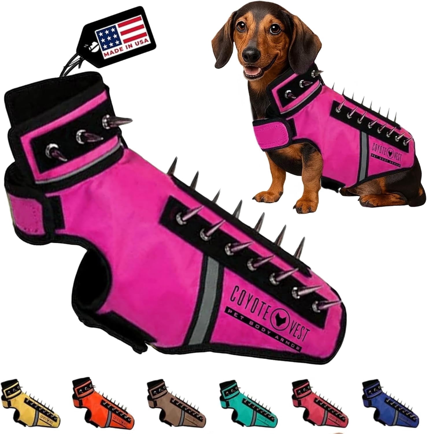 CoyoteVest SpikeVest (XXS-Pink) Dog Harness Vest for Small Dogs ...
