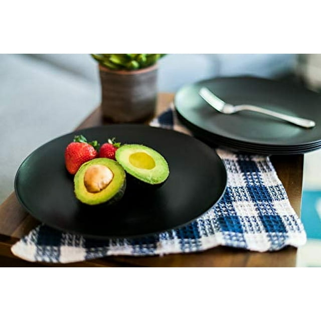 Coza Design- Unbreakable and Reusable Plastic Plate Set - BPA Free- Set of 6. 10.2 in. Ø (Black ...
