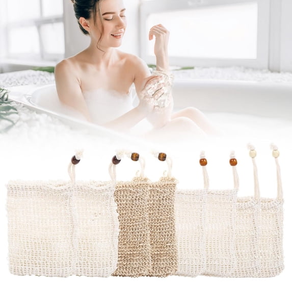 CozeLy Mesh Soap Bag Natural Cotton Linen Exfoliating Bar Soap Pouch ...