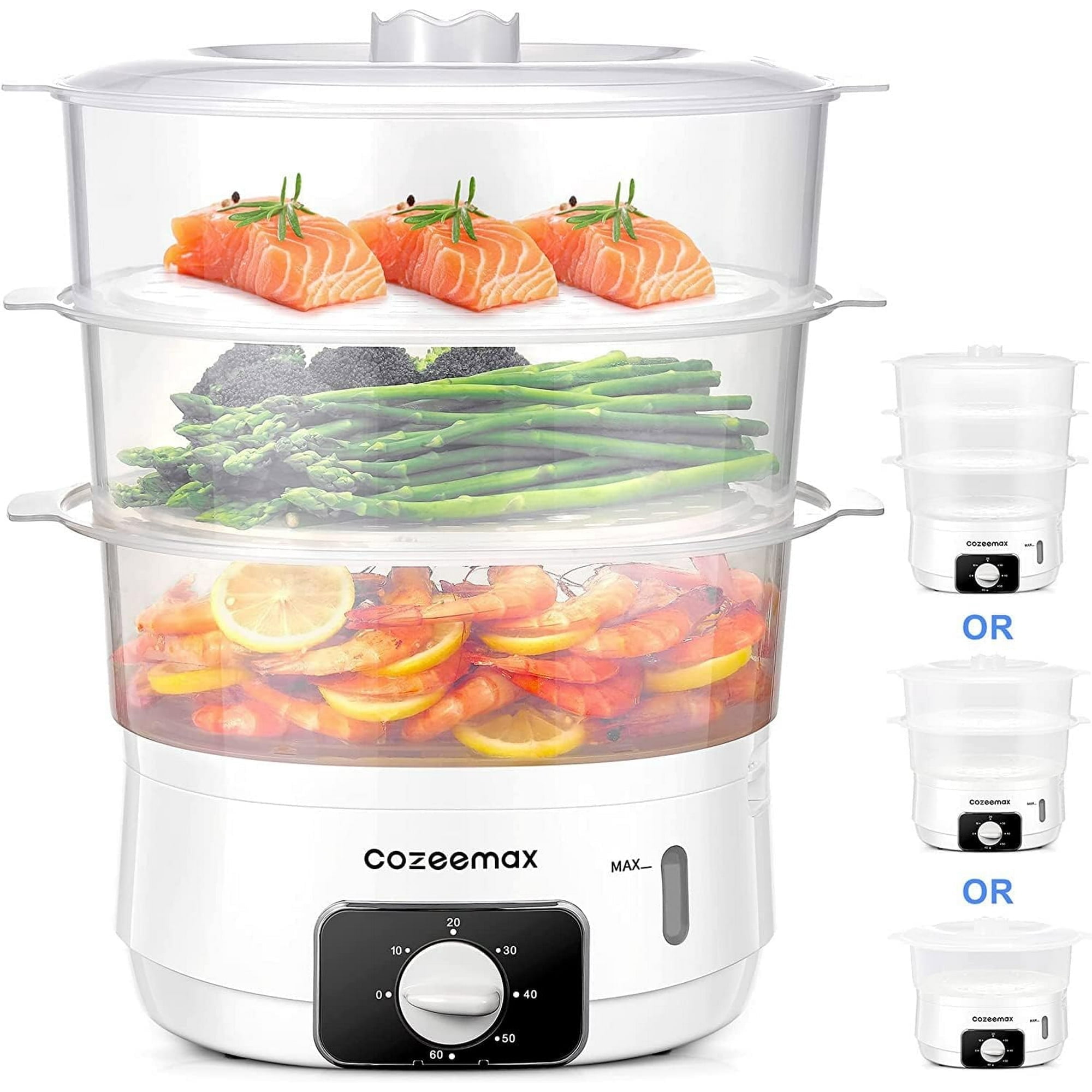 Free Shipping! Cozeemax Food Steamer 13.7 QT 3-Tier Electric Steamer ...
