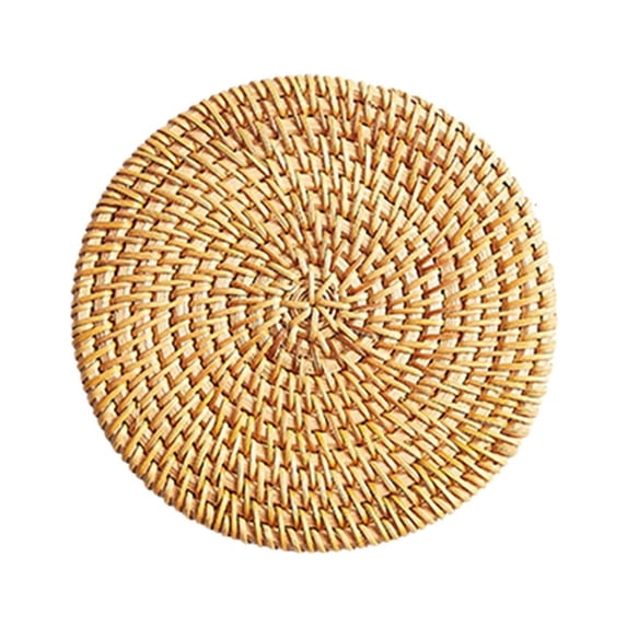 Cozeii Rattan Placemat, Woven Heat Insulation Mat, Round Table Trivet ...