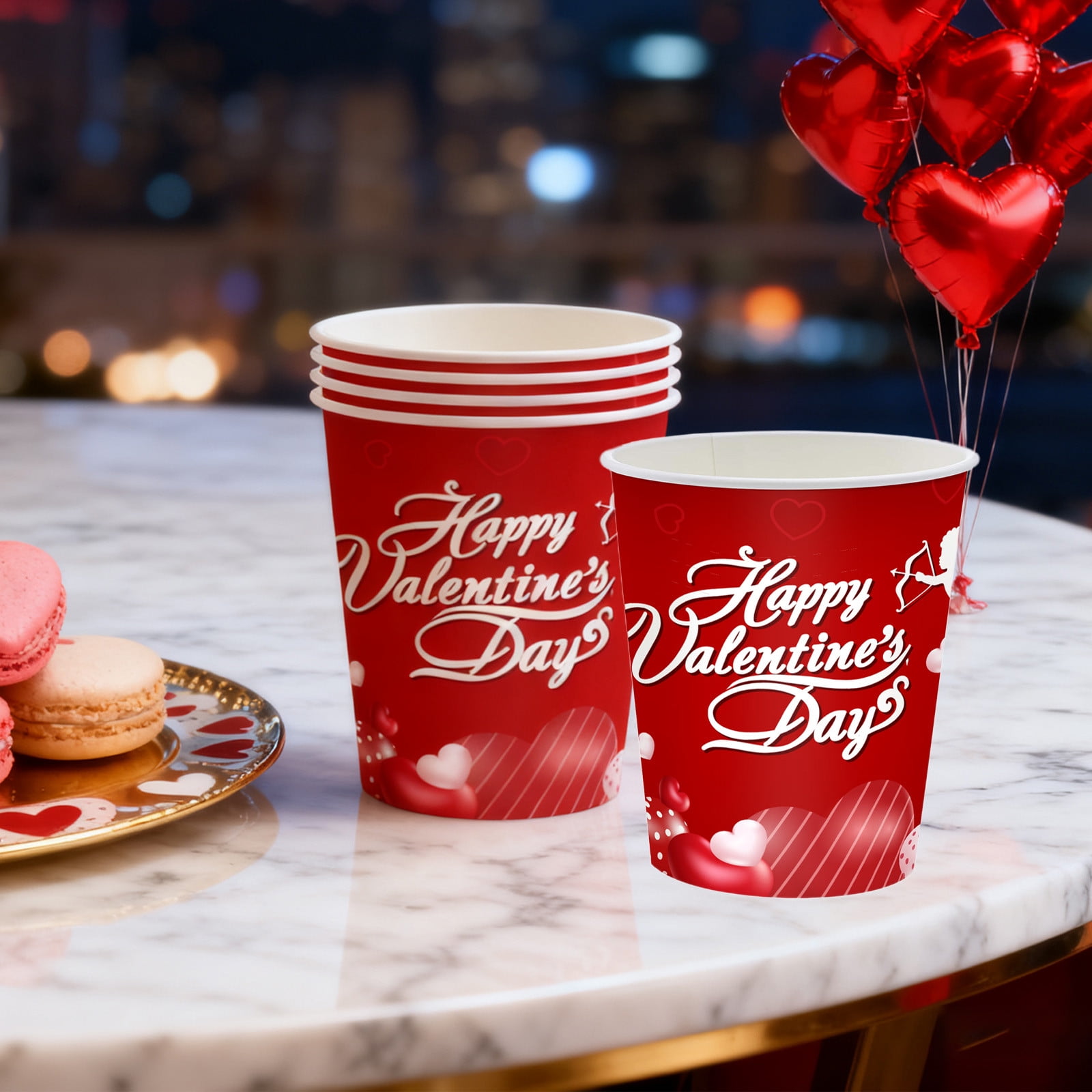 Cozilinen Valentine's Day Disposable Paper Cups 20-Pack, Durable Party ...