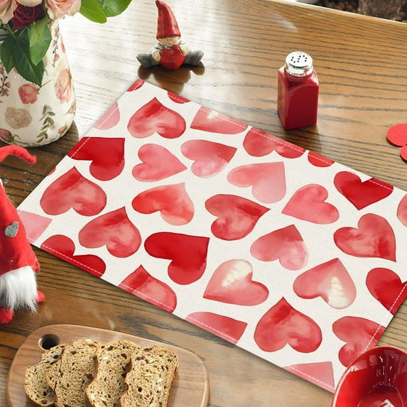 Cozilinen Valentine's Day Placemats Set of 6, Polyester Fabric Table ...