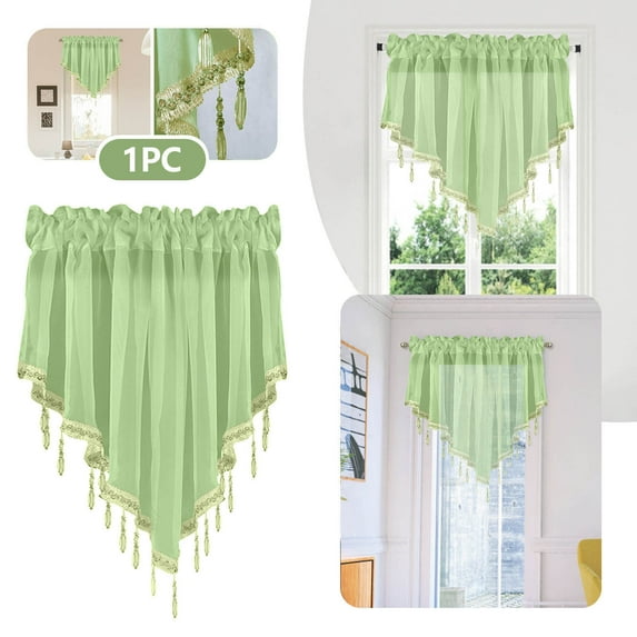 Cozival Solid Color Kitchen Valance Curtain - 51"X24" Short Window Tier ...