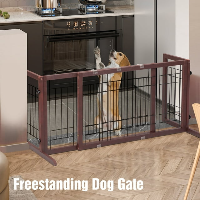 "Coziwow 38""-71"" Adjustable Wood Pet Gate with Door, Indoor Safety ...