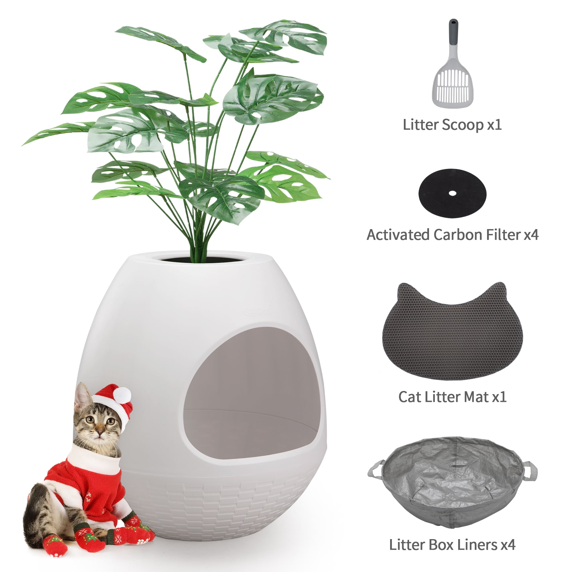 Coziwow Hidden Litter Box Set, Enclosed Cat Litter Box Planter with ...