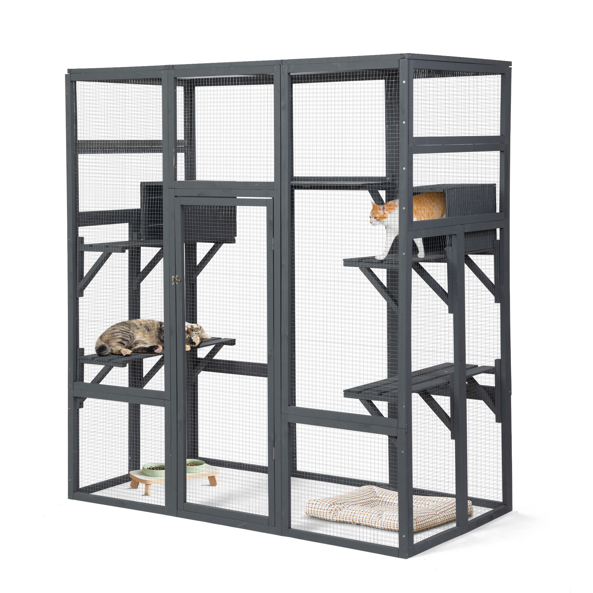 Pefilos 72 Inch 3-Tier Wire Cat Cage, Large DIY Cat Playpen with 3 ...
