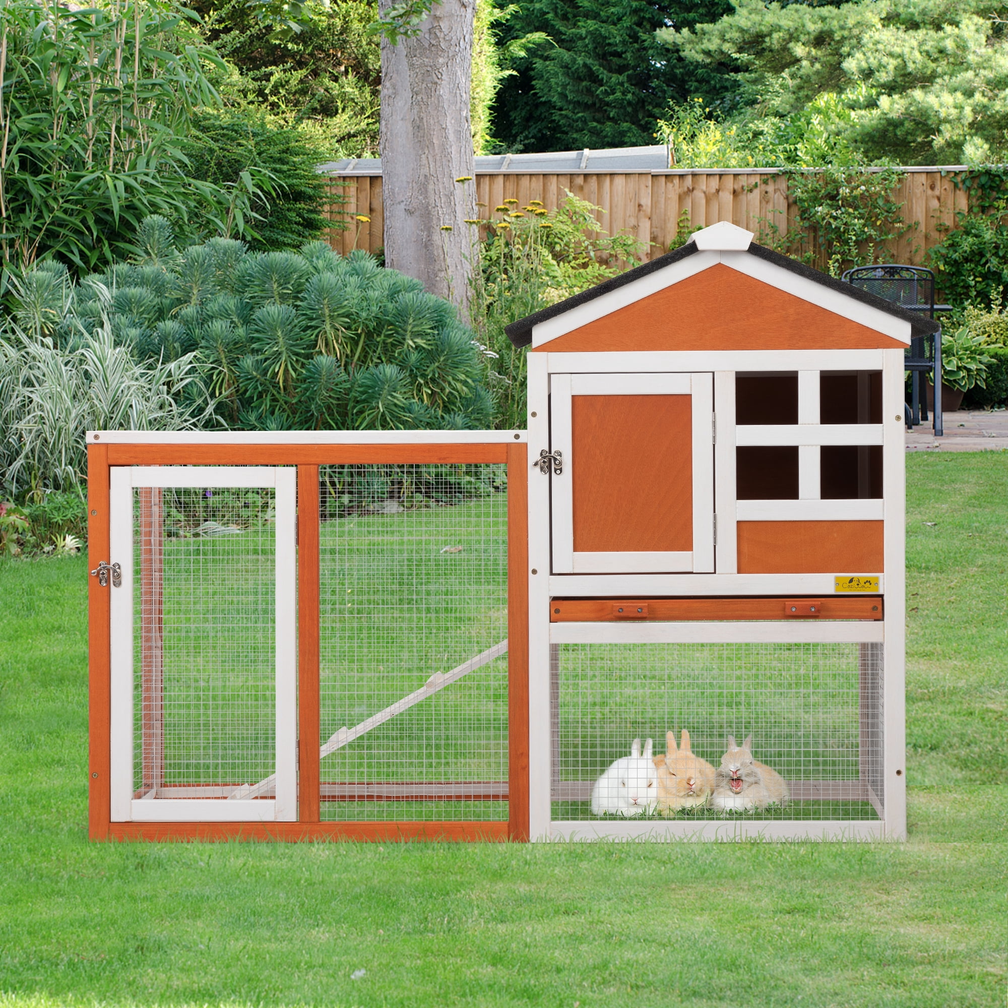 Coziwow Outdoor Rabbit Hutch Large Pet House Wooden Habitat Small ...