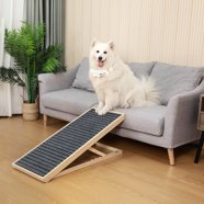 Pawhut Pet Ramp Bed Steps for Dogs Cats Foldable Height Adjustable with ...