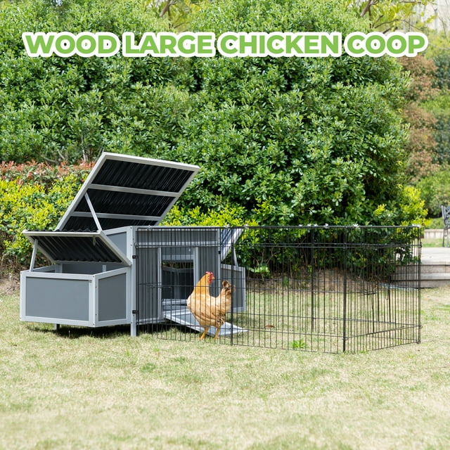 Coziwow Wooden Chicken Coop, Chicken Hutch with Run Cage, Poultry Cage ...