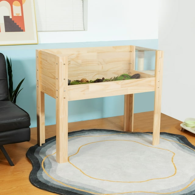 JAXPETY Wooden Tortoise House, Indoor Tortoises Enclosure with Acrylic ...