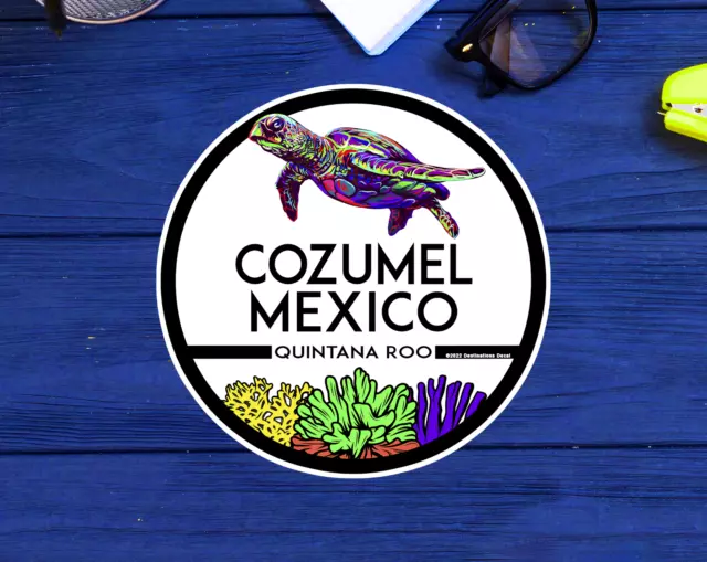Cozumel Mexico Travel Sticker Decal Laptop Bumper Sea Turtle Car Van ...