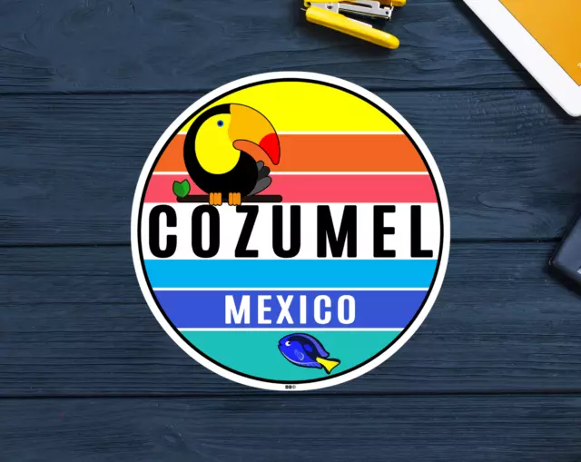 Cozumel Mexico Vintage Travel Sticker Decal Laptop Bumper Toucan Car ...