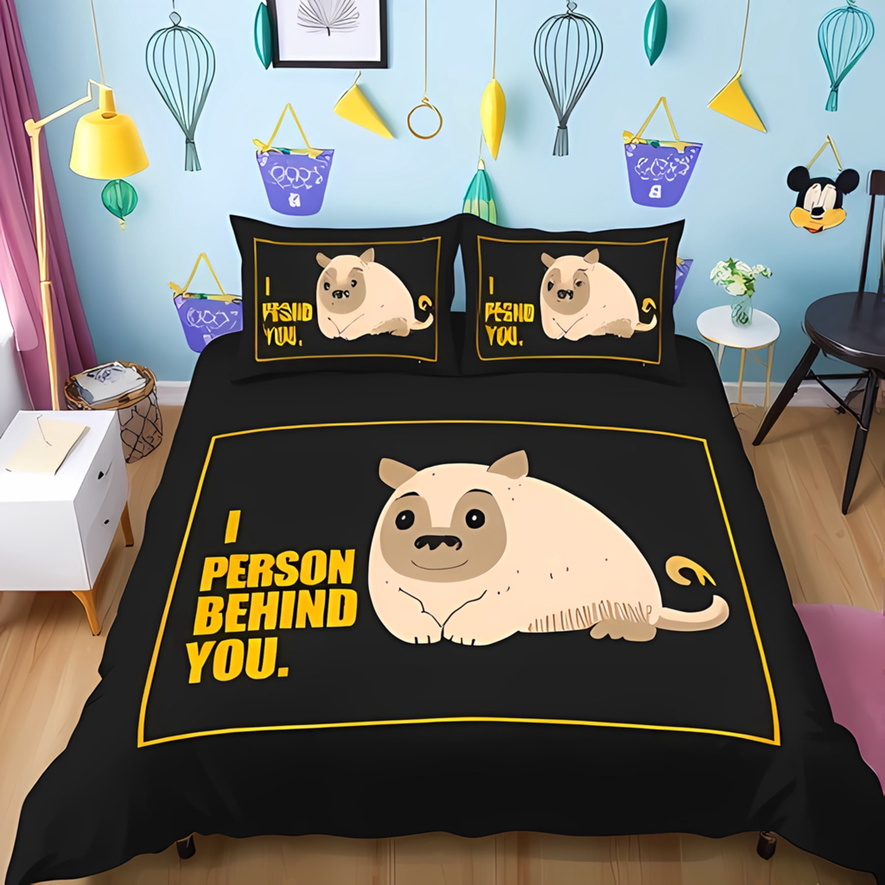 Cozy 3-Piece Duvet Cover Set Featuring Cartoon Pig Design with 'I ...