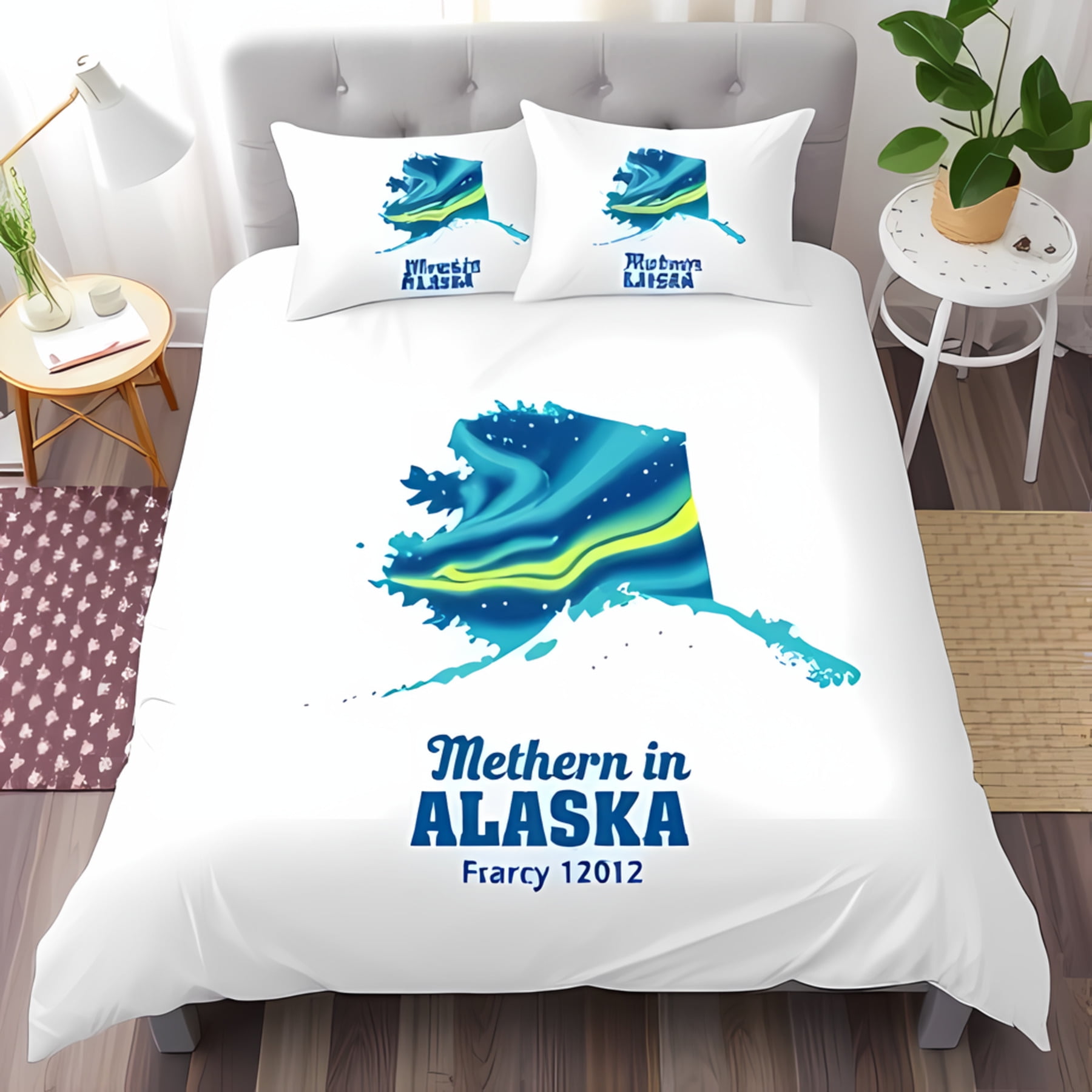 Cozy 3-Piece Duvet Cover Set with Alaska Map Design - Vibrant Northern ...