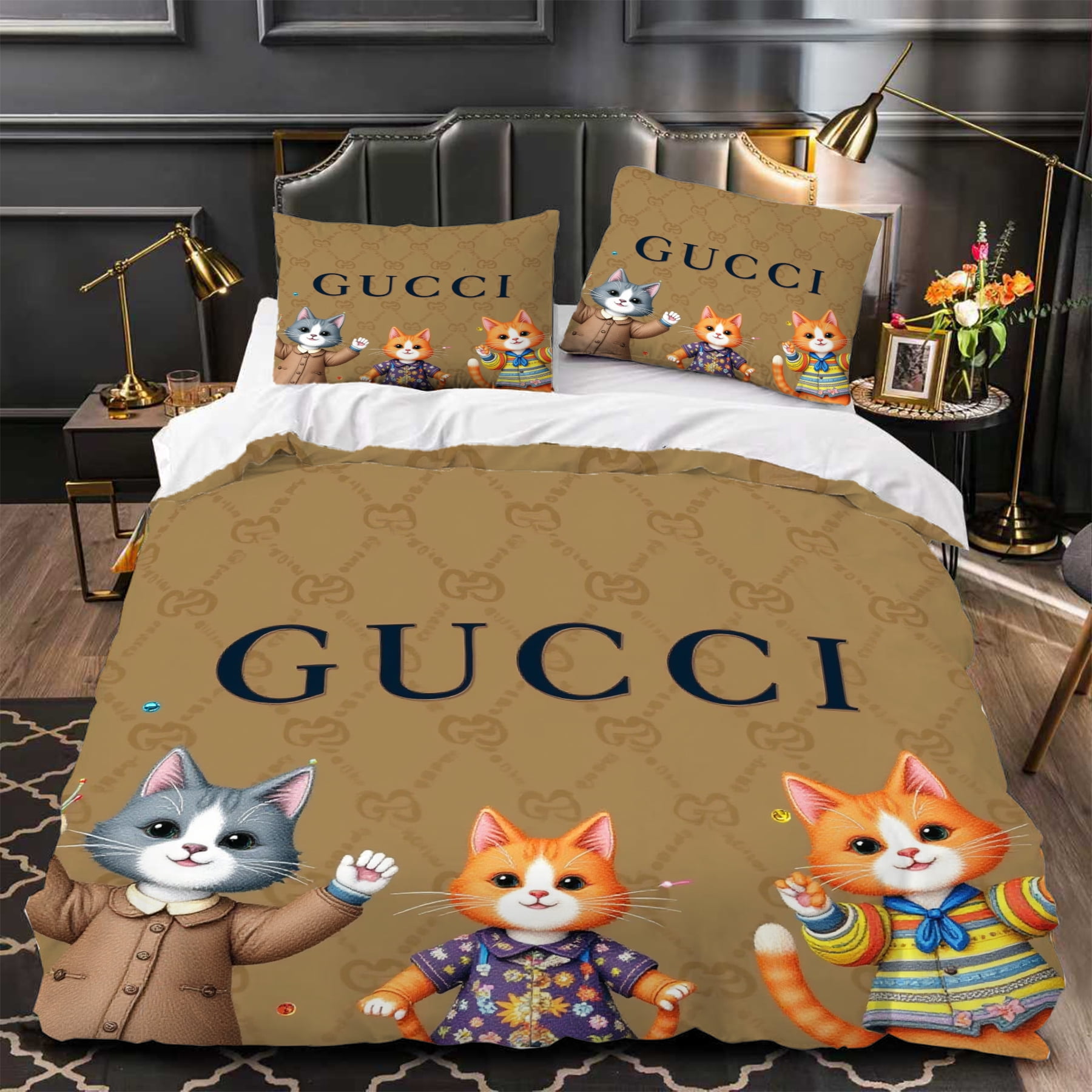 Cozy 3-Piece Duvet Cover Set with Brown Patterned Design Featuring ...