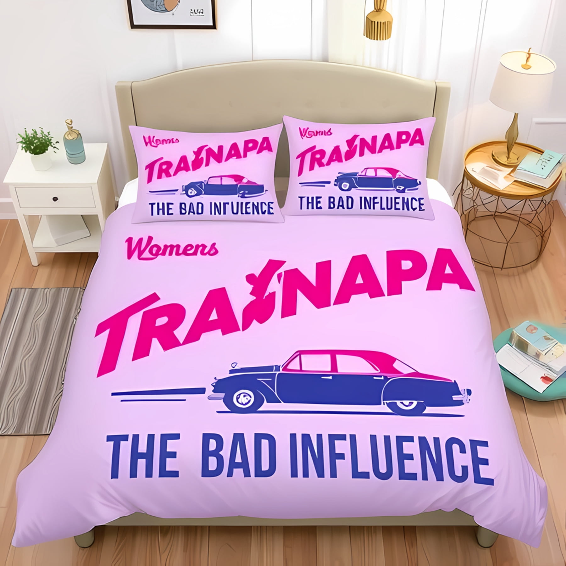 Cozy 3-Piece Duvet Cover Set with Car Design - "Trainapa" & "The Bad ...