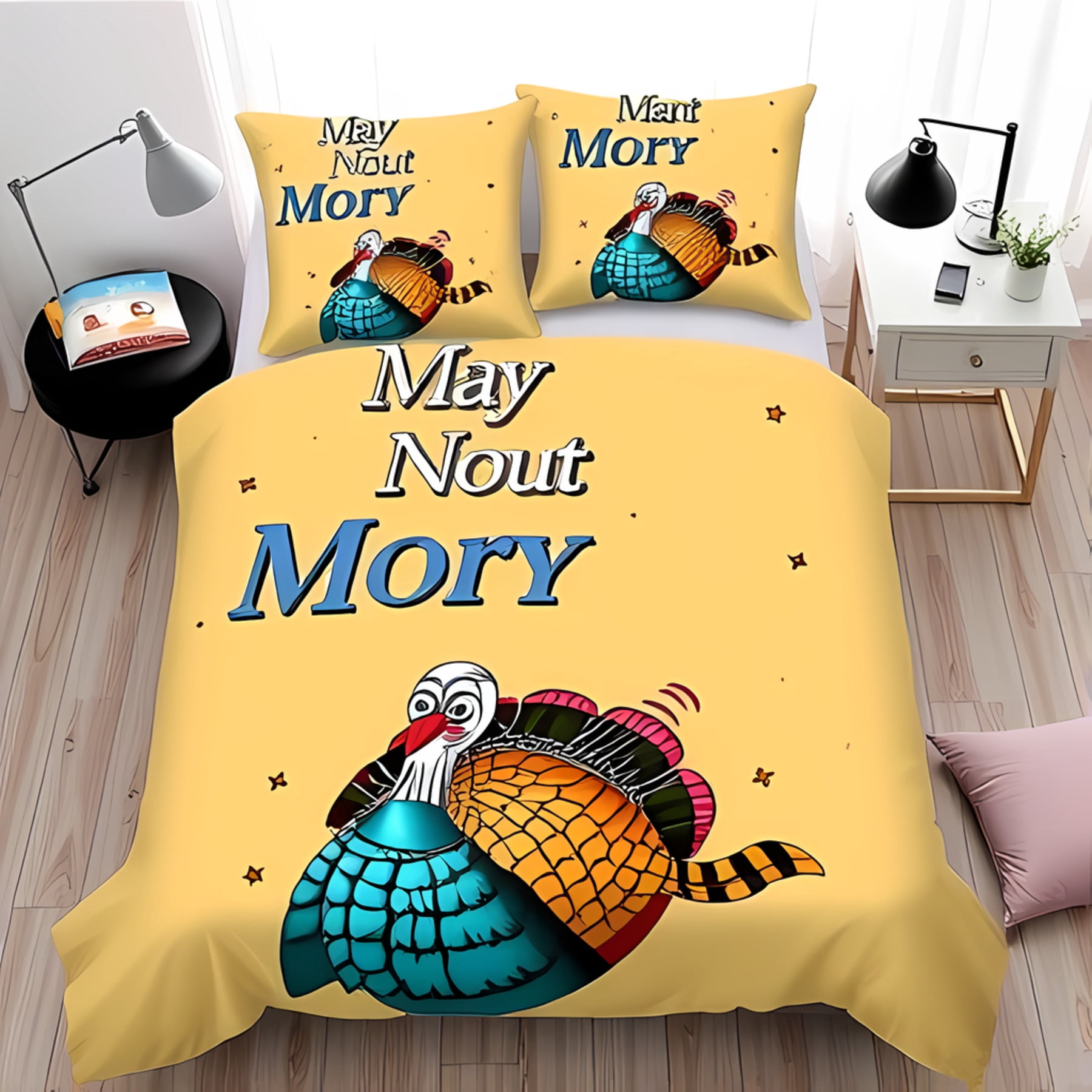 Cozy 3-Piece Duvet Cover Set with Colorful Turkey Design Matching ...