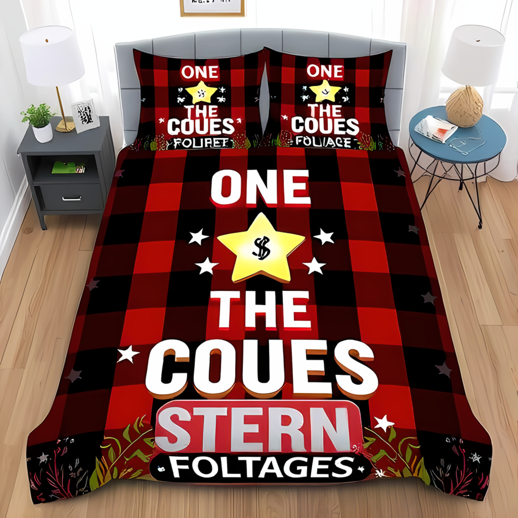 Cozy 3-Piece Duvet Cover Set with Design - Festive Red & Black Bedding ...