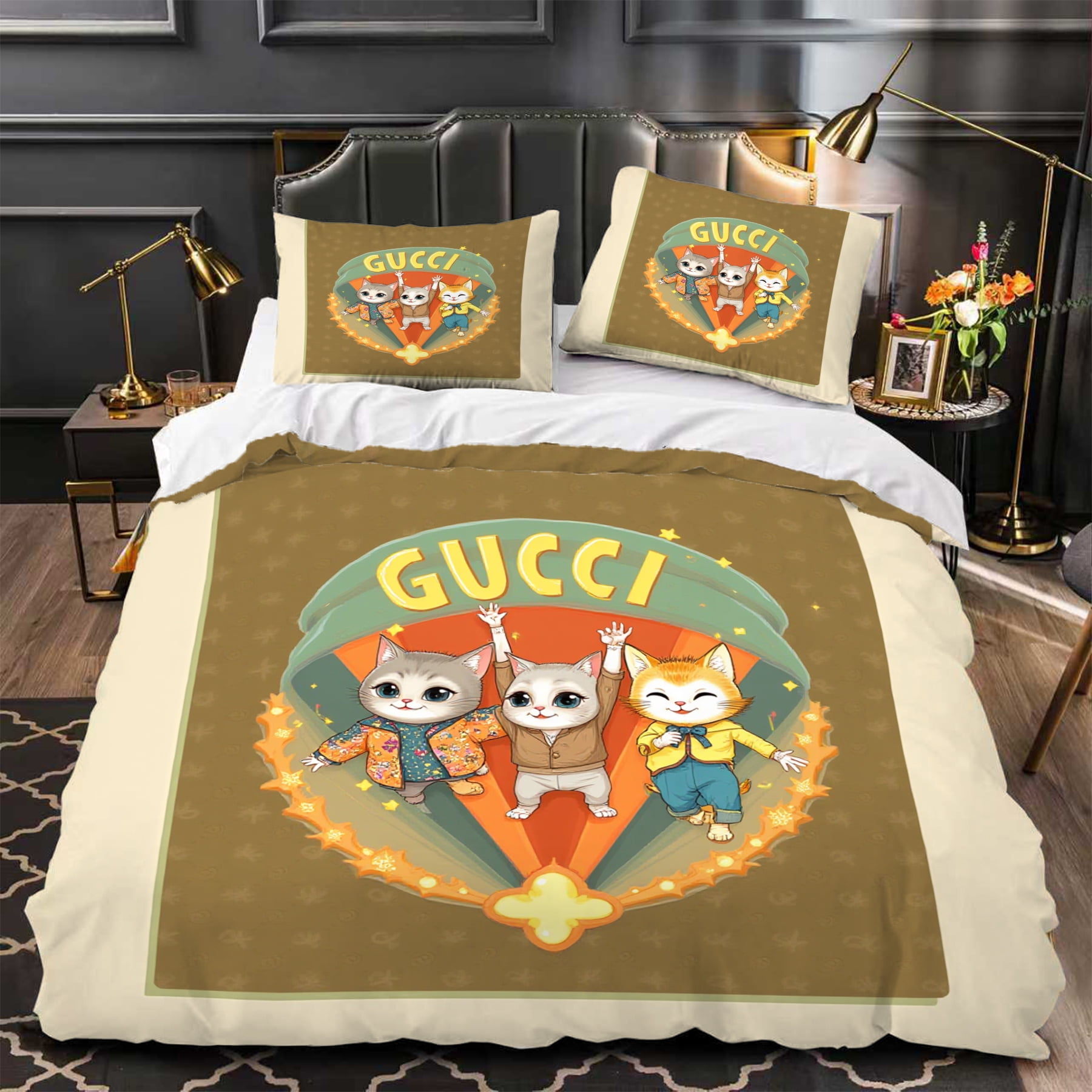Cozy 3-Piece Duvet Cover Set with Playful Cartoon Cats in Colorful ...
