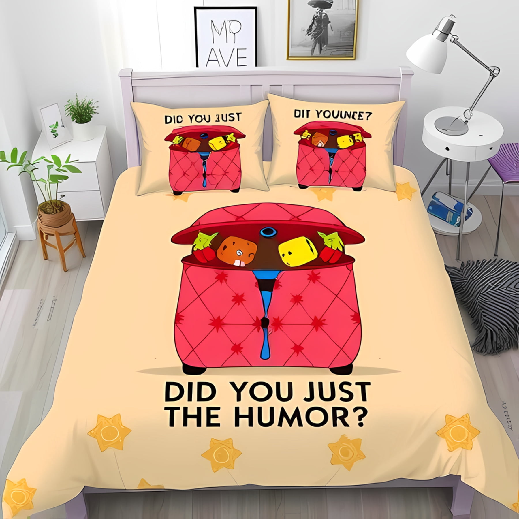 Cozy 3-Piece Duvet Cover Set with Playful Cartoon Red Suitcase Design ...