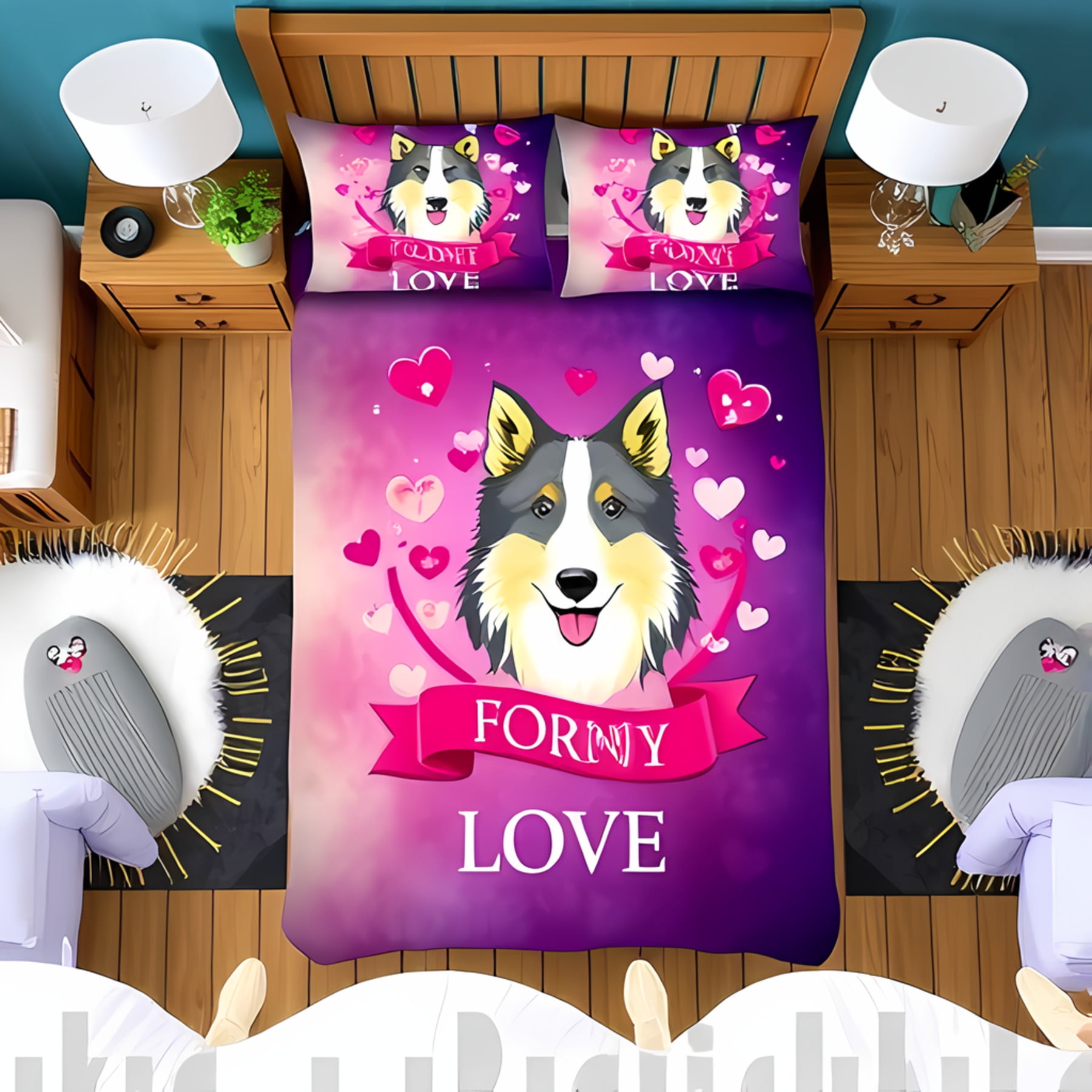 Cozy 3-Piece Duvet Cover Set with Playful Heart Motif in Warm Colors ...