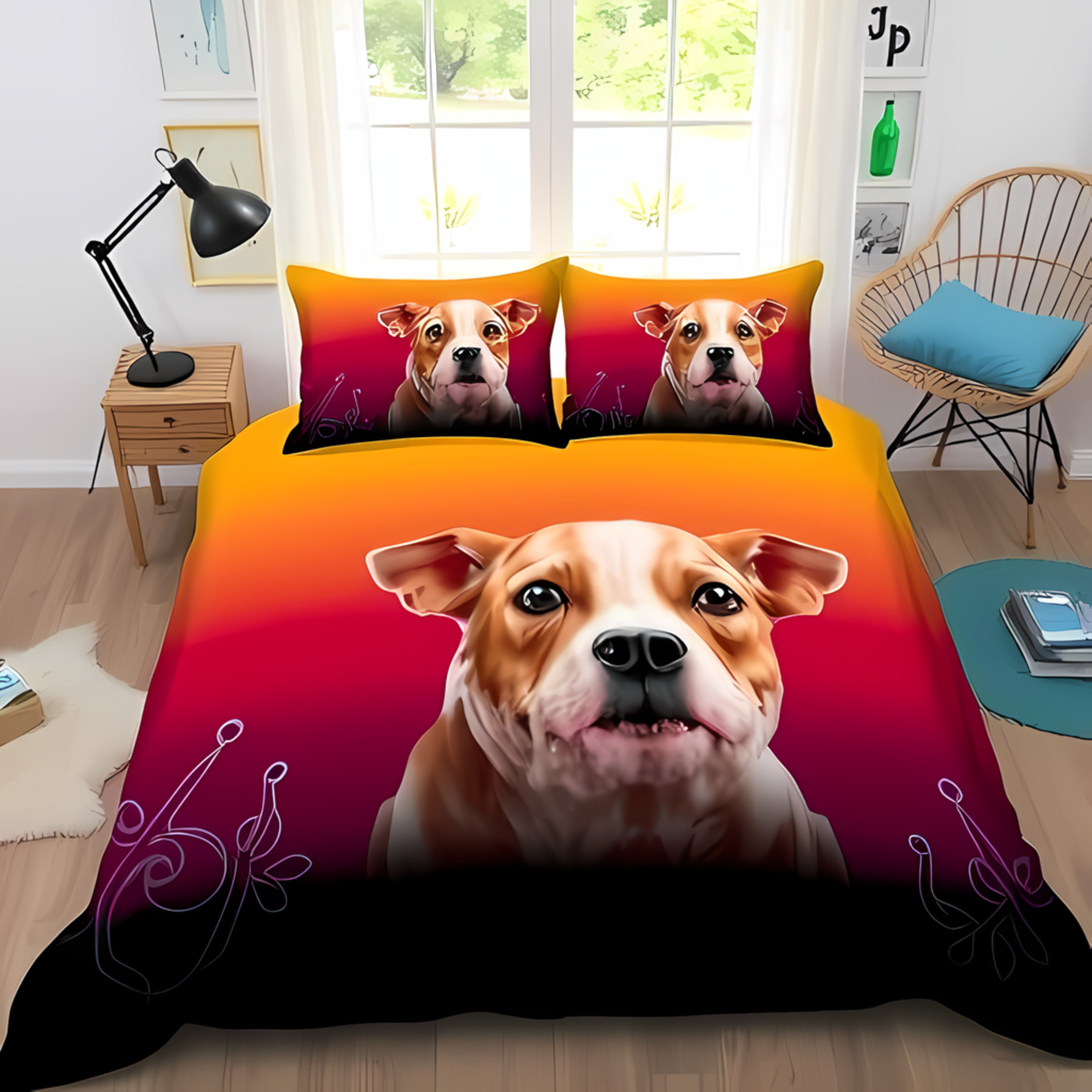 Cozy 3-Piece Duvet Cover Set with Vibrant Orange & Red Gradient ...