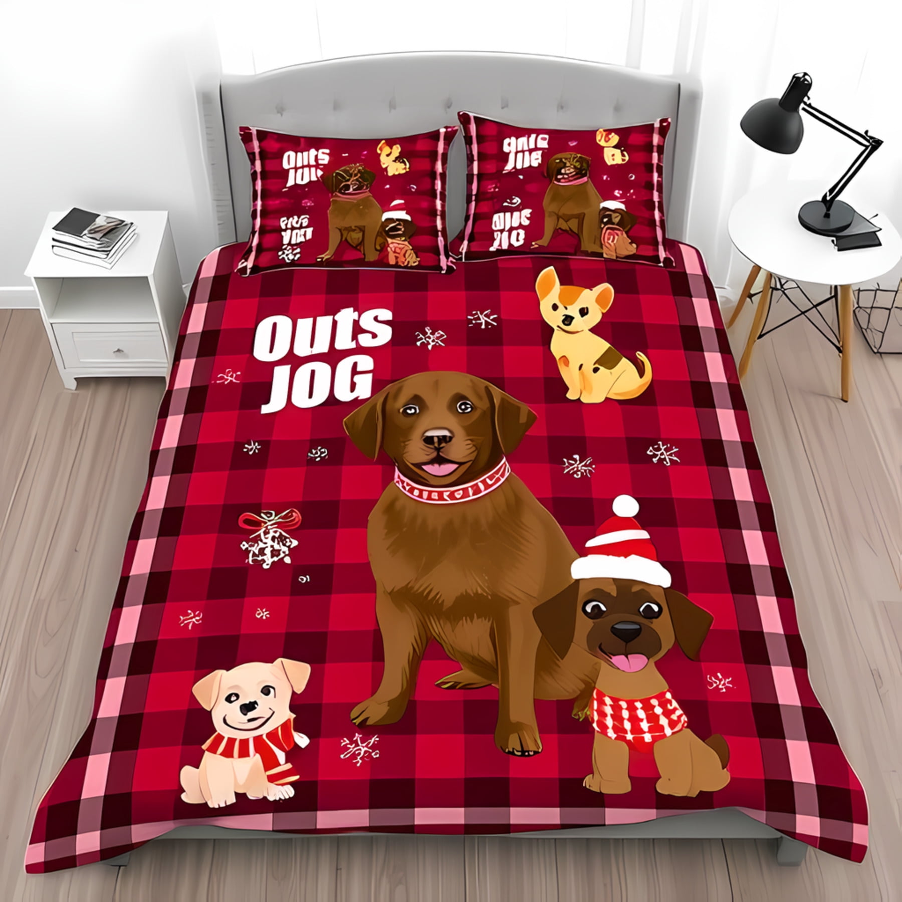 Cozy 3-Piece Duvet Cover Set with Vibrant Red & Black Featuring Playful ...
