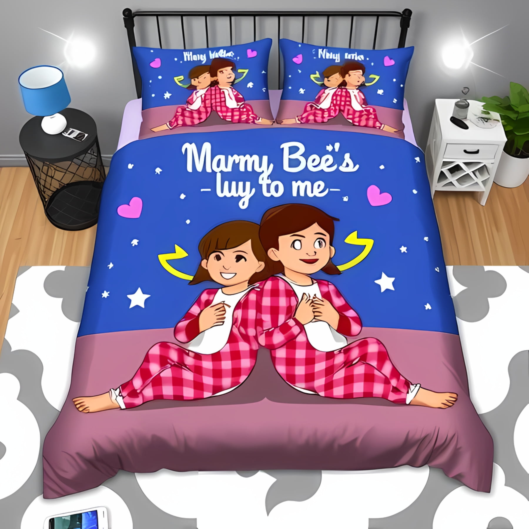 Cozy 3-Piece Duvet Cover Set with Whimsical Cartoon Characters ...