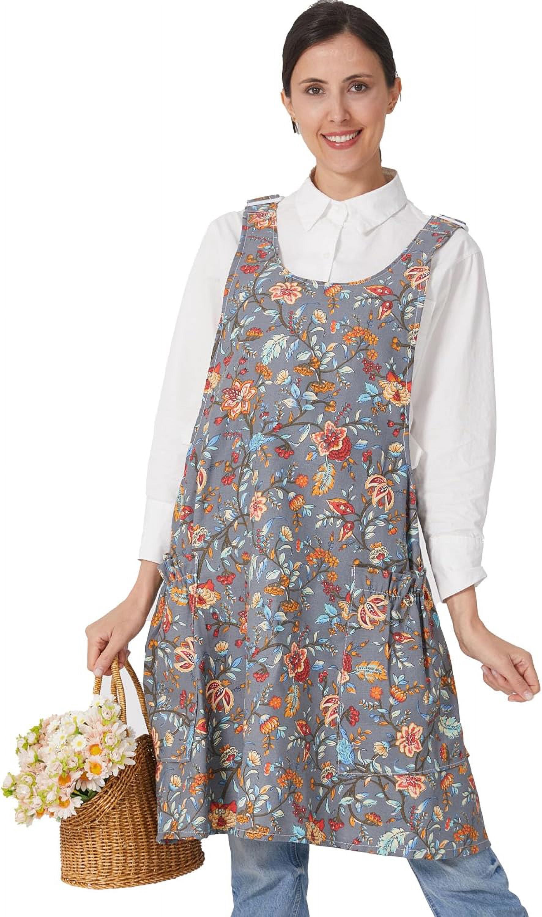 Cozy Adjustable Cross Back Aprons for Women with Pockets Cotton Linen ...