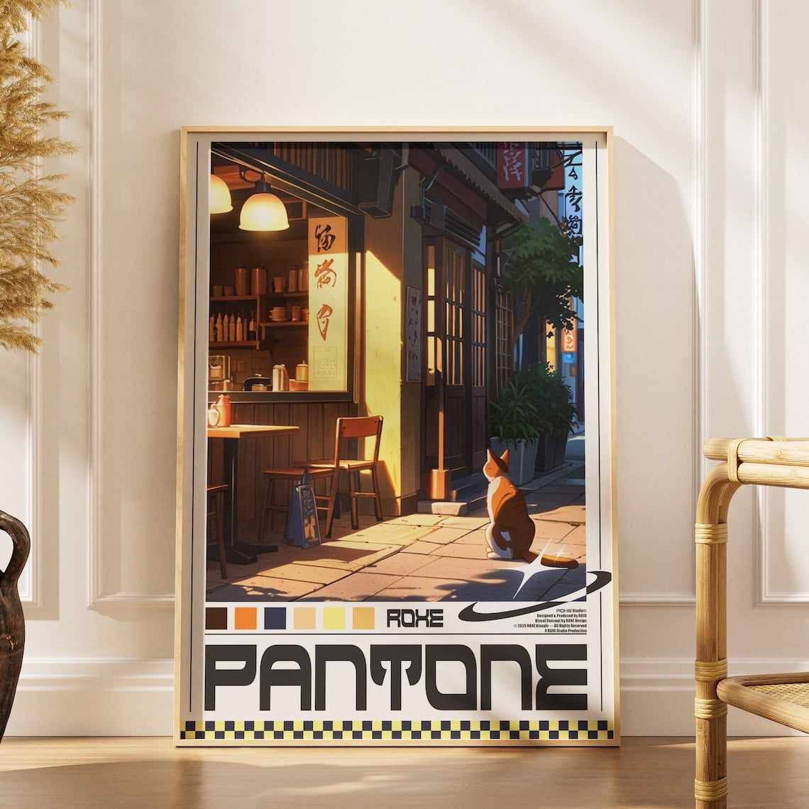 Cozy Anime Cat, Japanese Street Wall Art, Vaporwave Y2K Room Decor ...