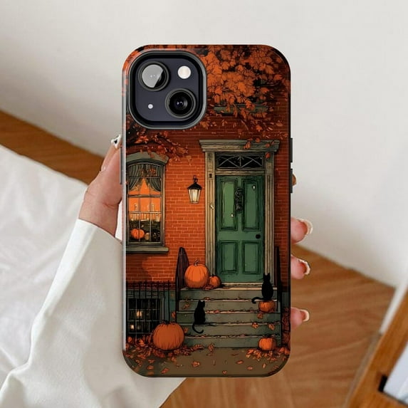Cozy Autumn Black Cat Pumpkin Halloween Season Phone Case 11 12 13 14 ...